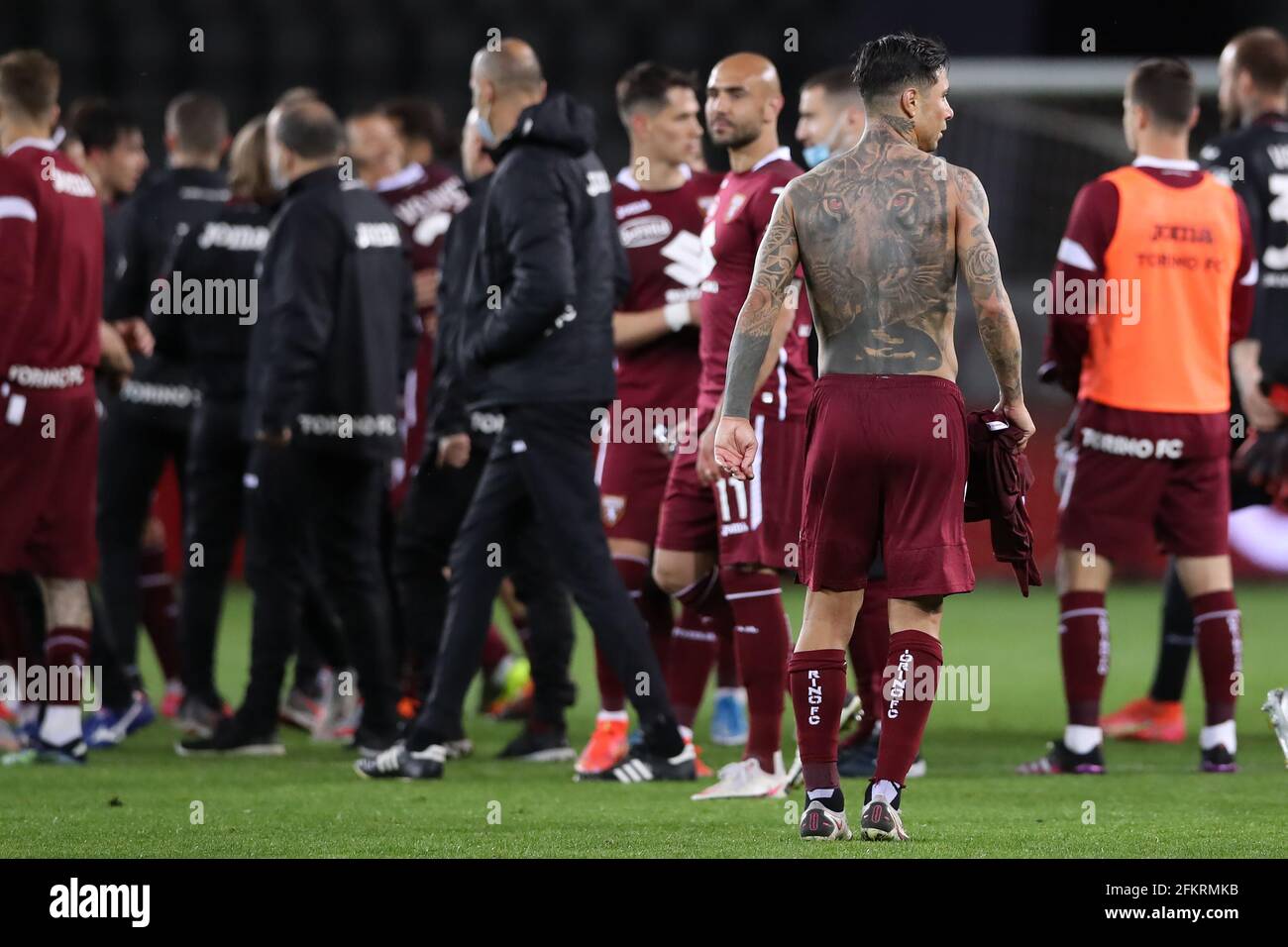 Turin, Italy, 3rd May 2021. The tattooed back of Armando Izzo of Torino ...