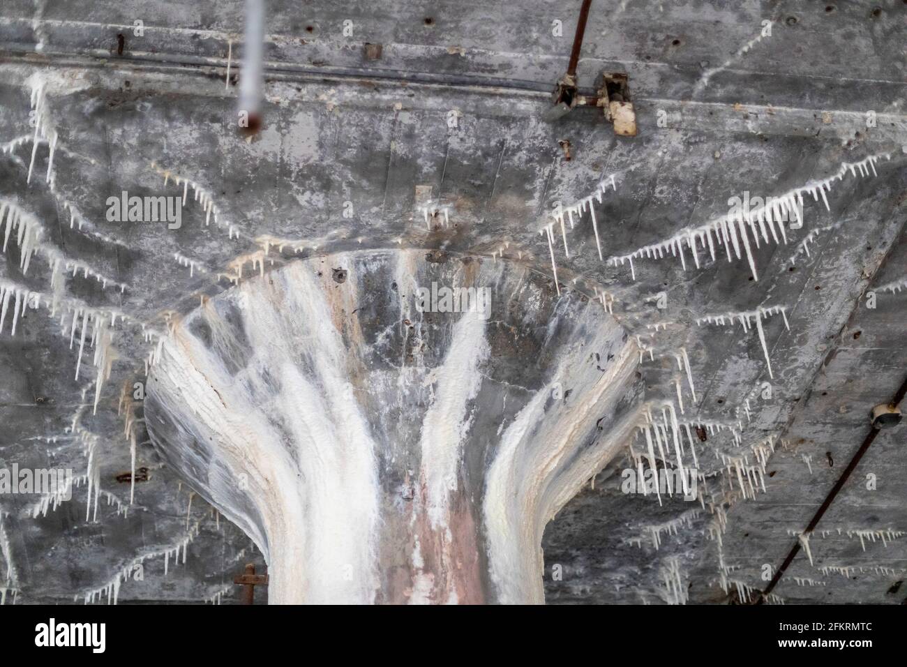 Detroit, Michigan - Concrete stalactites hanging from the ceiling of ...