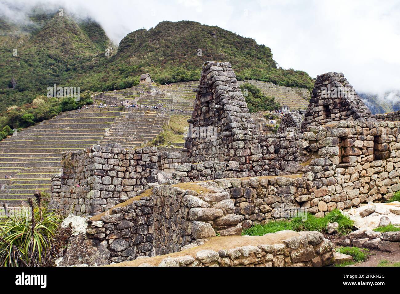 Machu Picchu, detail from peruvian incan town, unesco world heritage ...