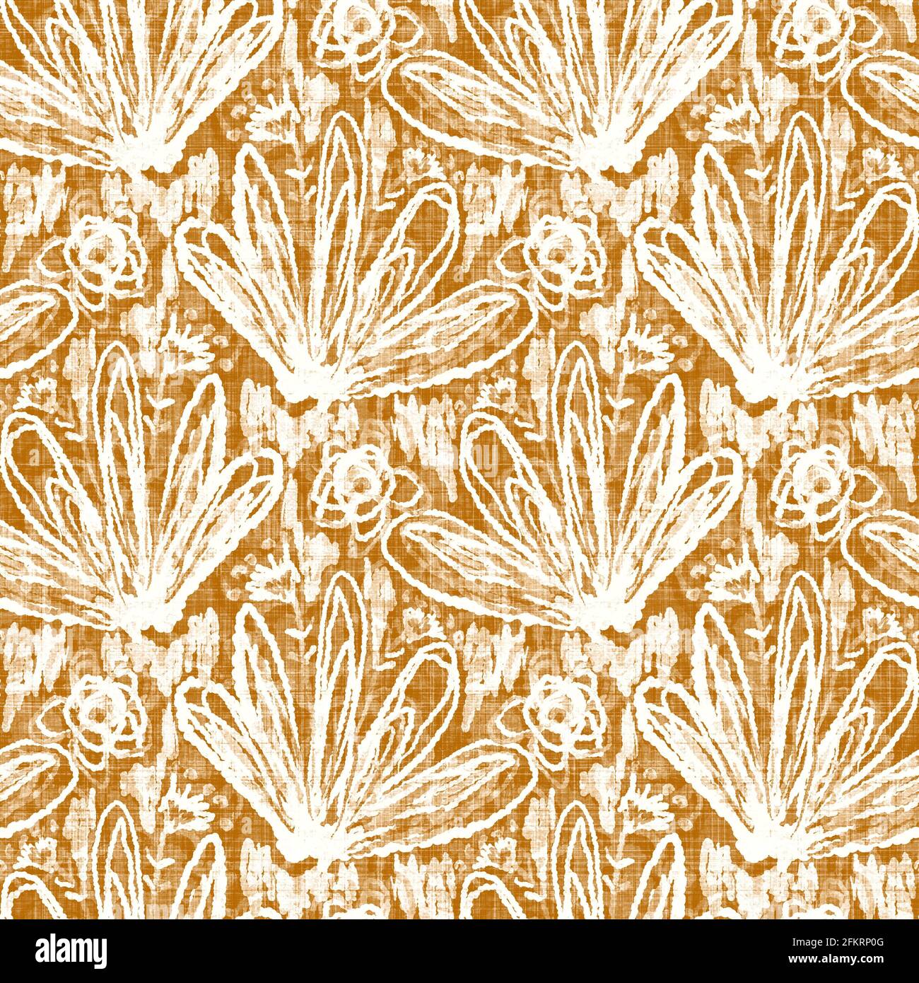 Watercolor orange flower motif background. Hand painted earthy ...