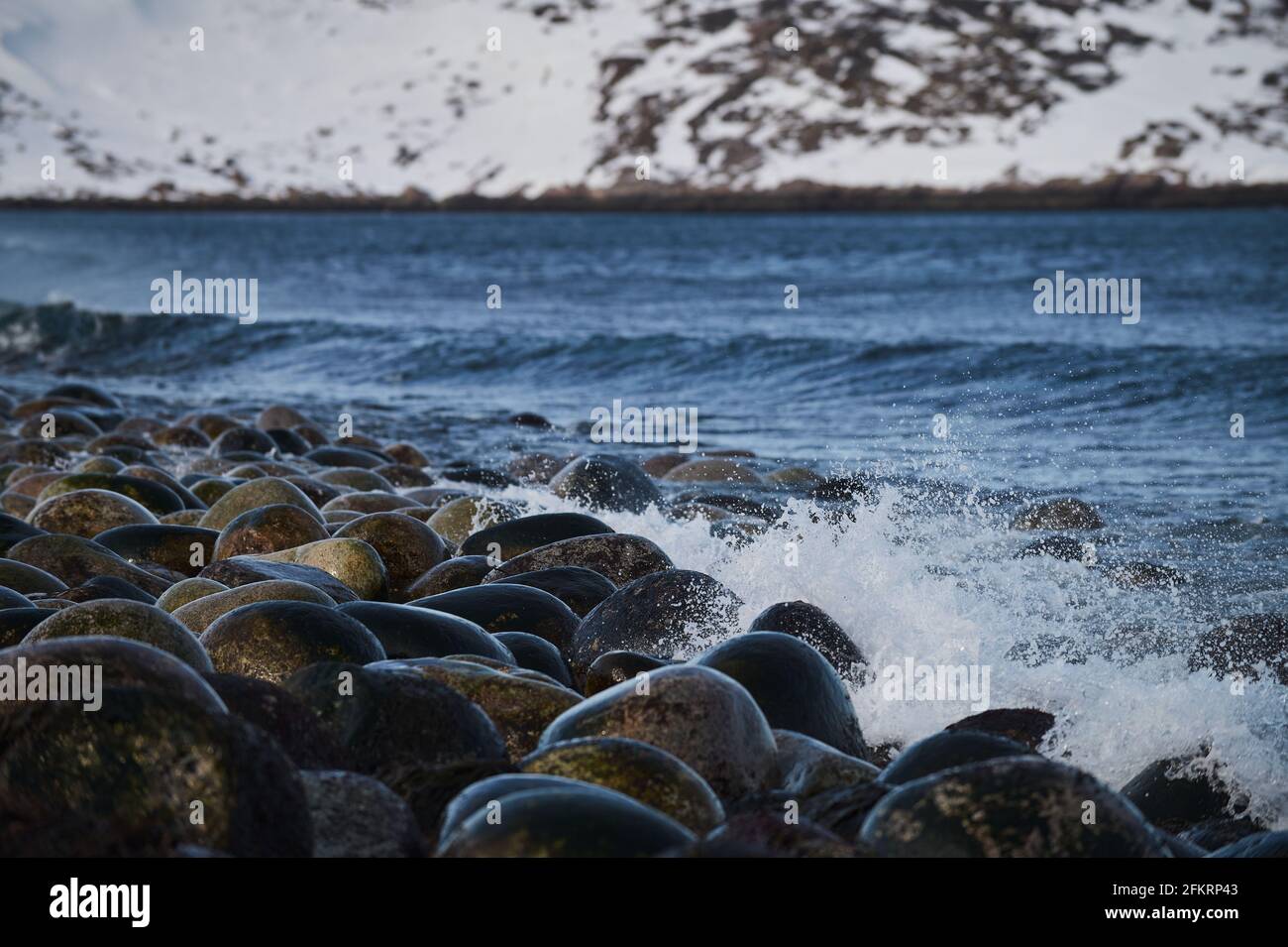 Arctic timelapse of ice mountain ranges at snow landscape. Nobody wild ...
