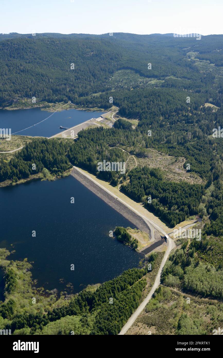 Aerial photo of the Sooke Lake Reservoir, Vancouver Island, British ...