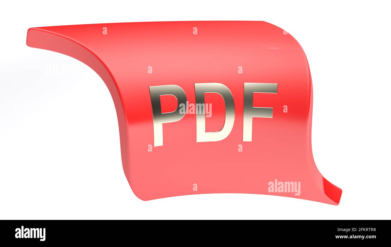 PDF red icon isolated on white background - 3D rendering illustration ...
