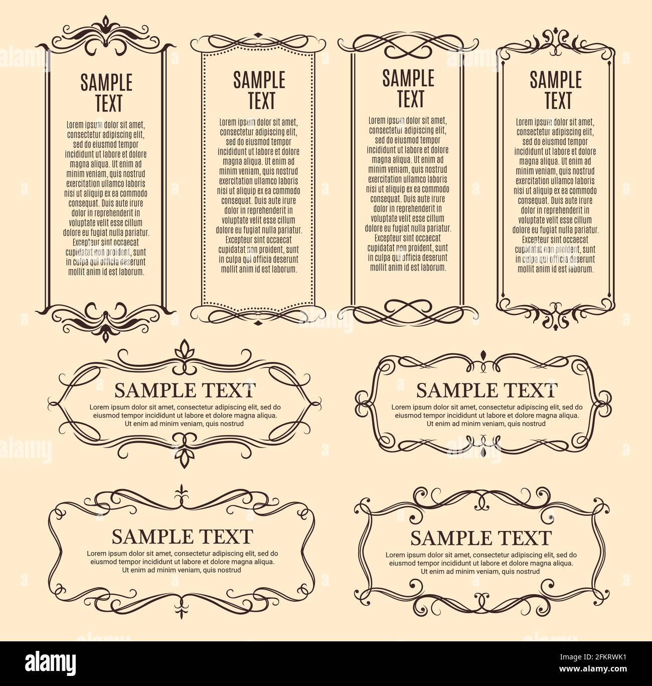 Frames, ornate borders with vintage ornaments and floral decorations ...