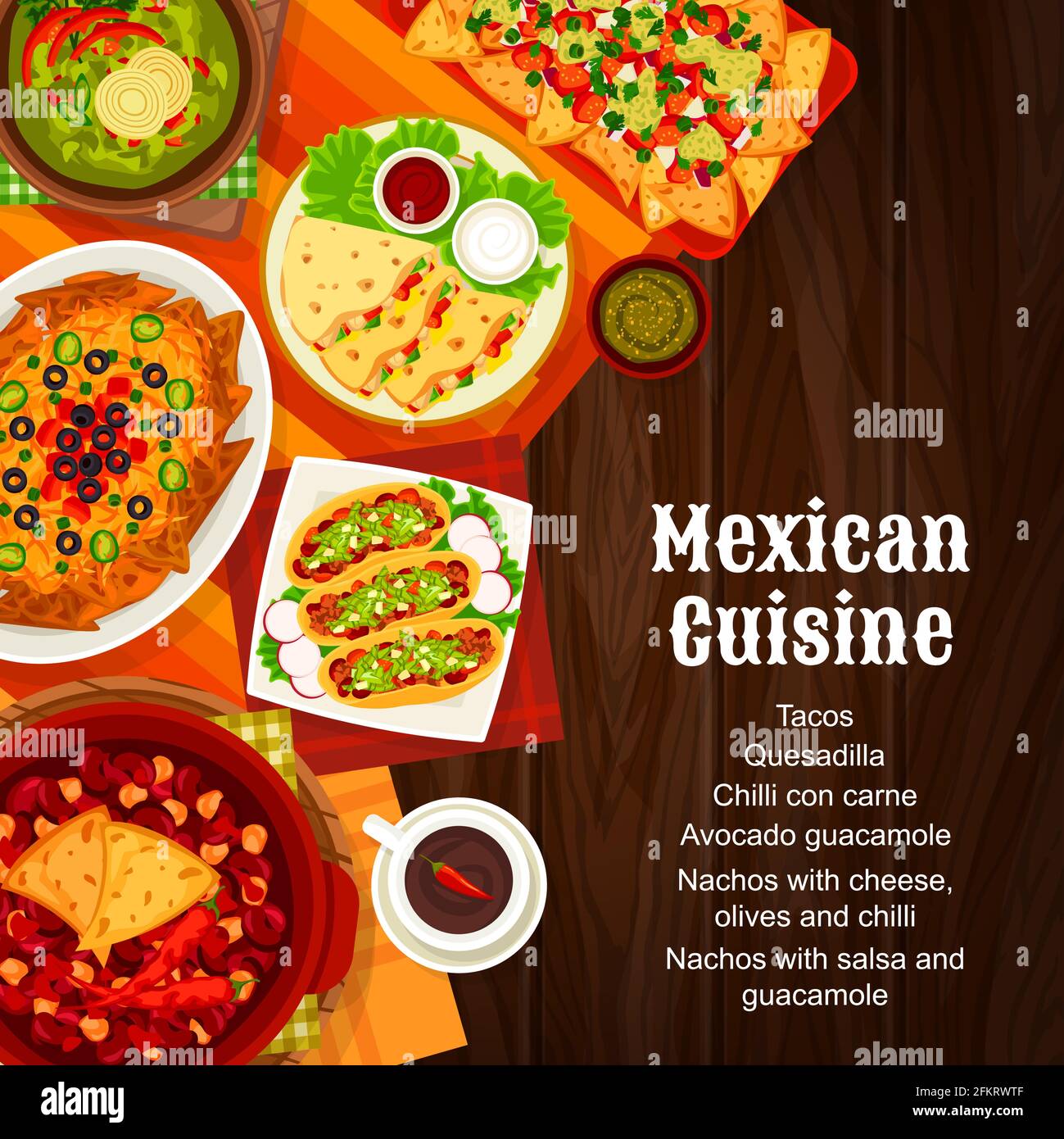 Mexican cuisine menu cover, Mexico food dishes, lunch and dinner meals ...