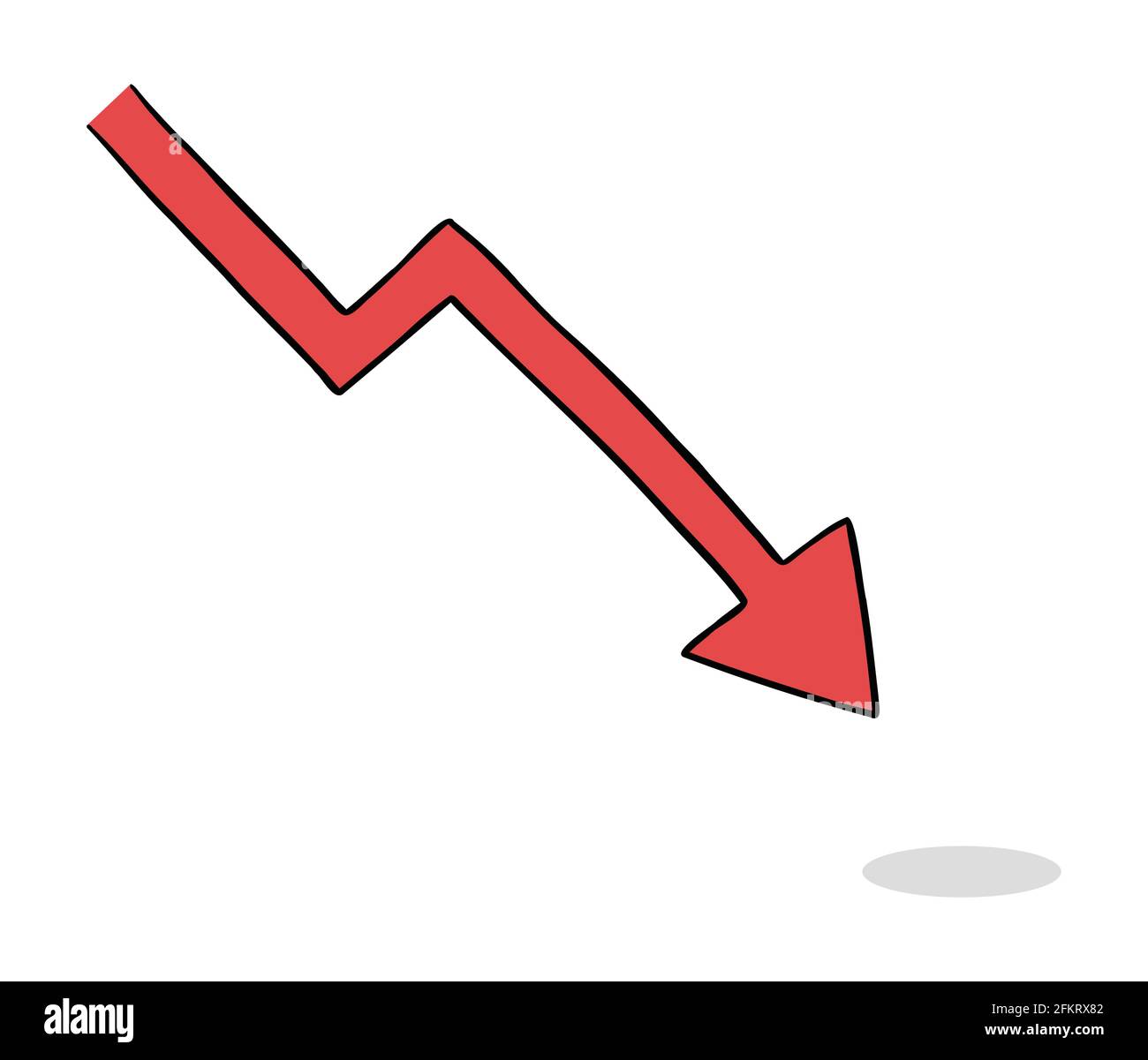 Cartoon vector illustration of arrow falling down. Colored and black ...