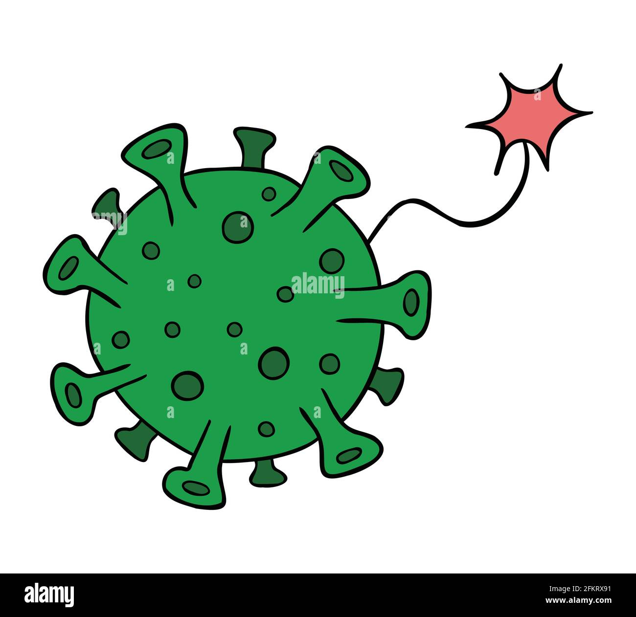 Cartoon vector illustration of coronavirus bomb. Colored and black ...