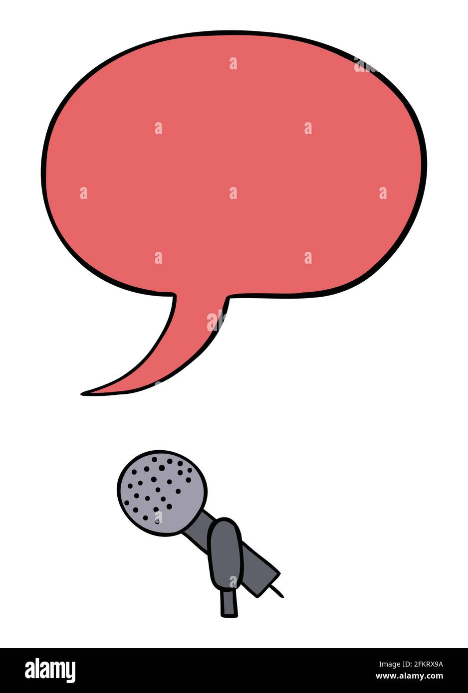 Cartoon vector illustration of microphone and speech bubble. Colored ...