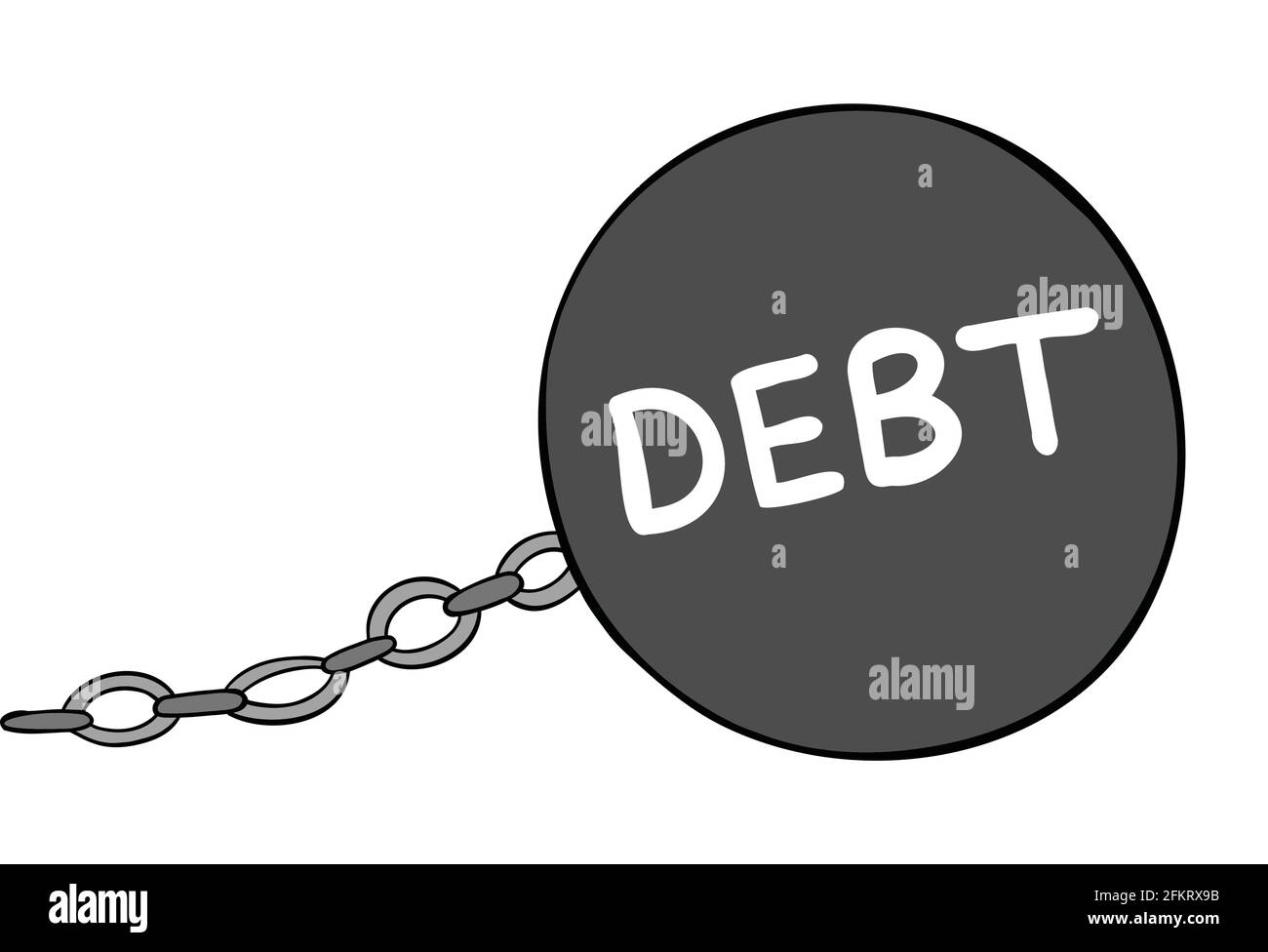 Cartoon vector illustration of big debt weight and chain. Colored and ...