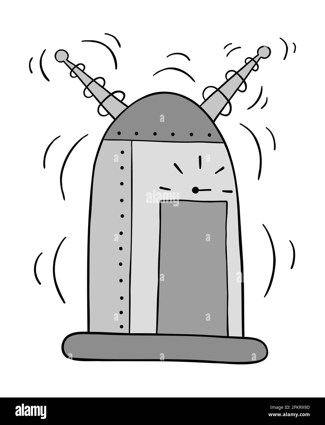 Cartoon vector illustration of running time machine. Colored and black ...