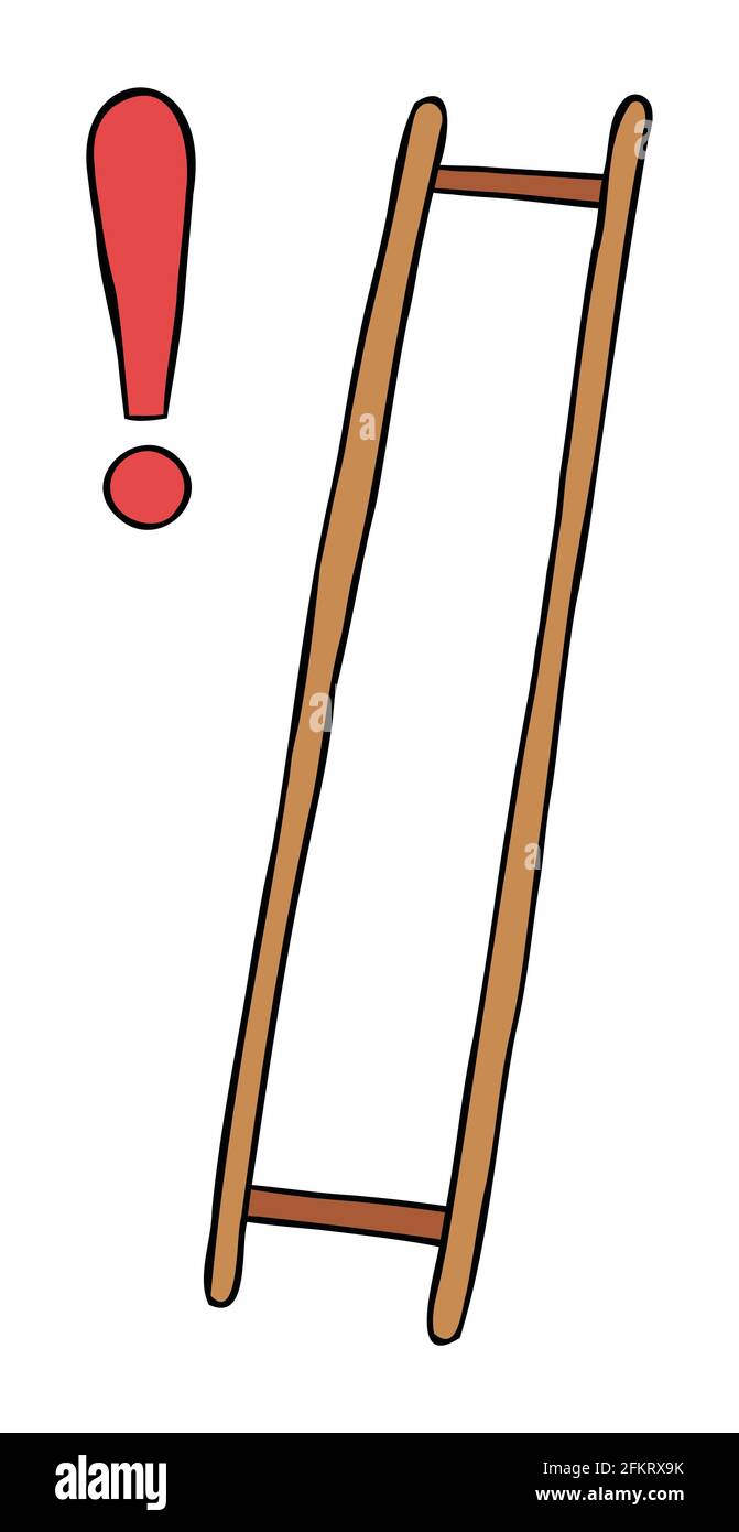 Cartoon vector illustration of wooden ladder with missing steps and ...