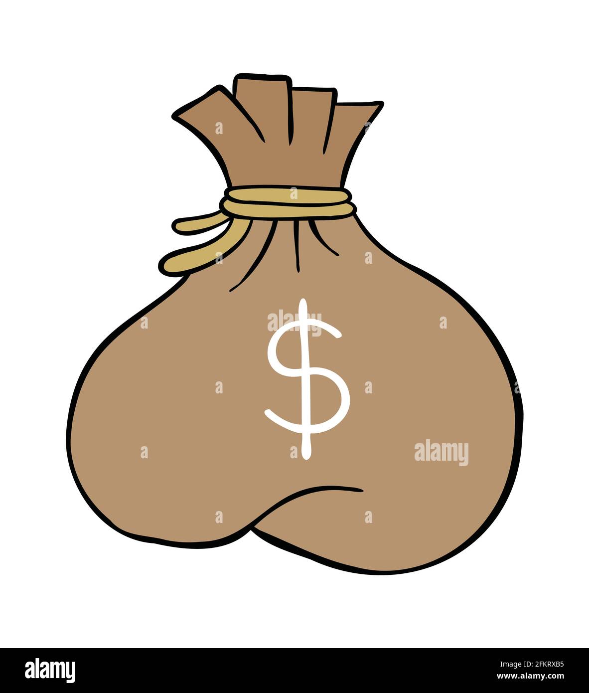 Cartoon vector illustration of dollar money sack. Colored and black ...