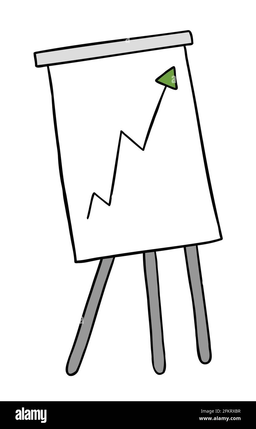Cartoon vector illustration of standing sales chart graph with up arrow ...
