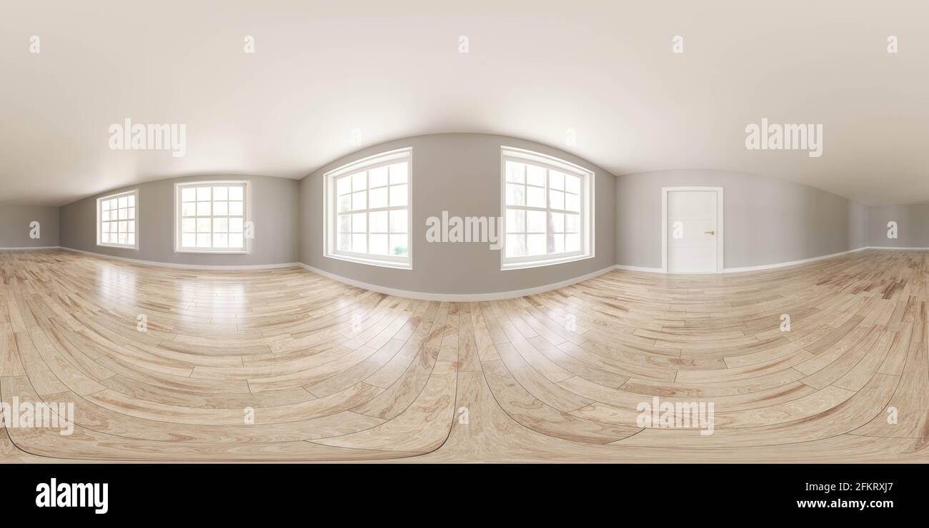 full 360 panorama view of empty vintage classic retro living room ...