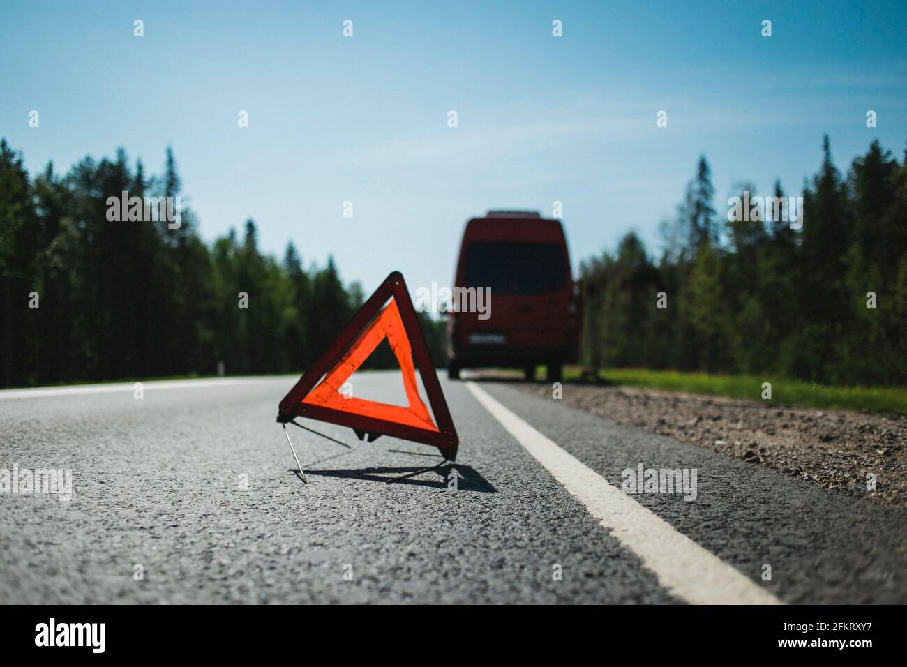 emergency stop sign car on Highway road Stock Photo - Alamy