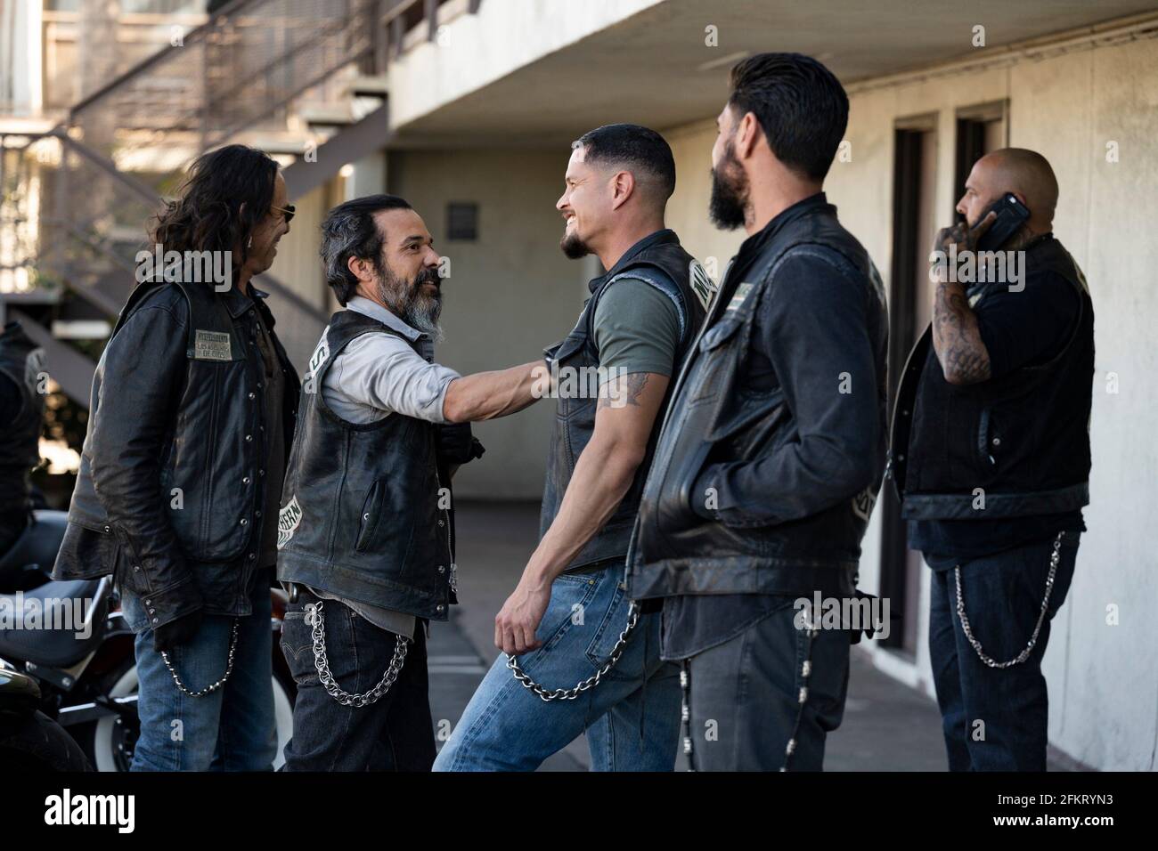 MAYANS M.C., from left: Raoul Max Trujillo, Michael Irby, JD Pardo ...