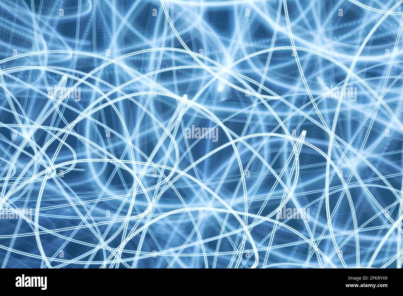 Abstract blue chaotic light background. Long exposure photography Stock ...