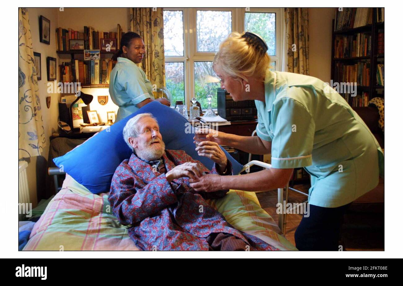 Mr. William Steele is helped by carer Lindsey Brown and Naome Chibamu ...