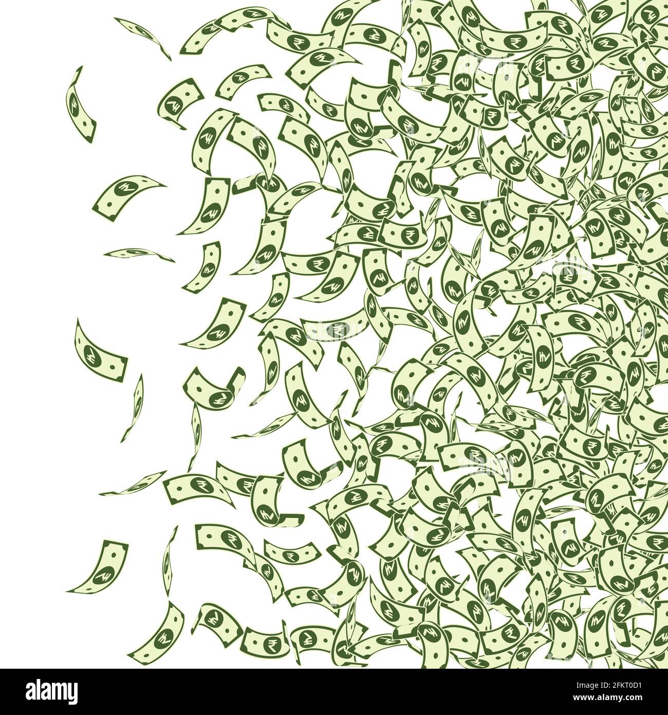Indian rupee notes falling. Small INR bills on white background. India ...