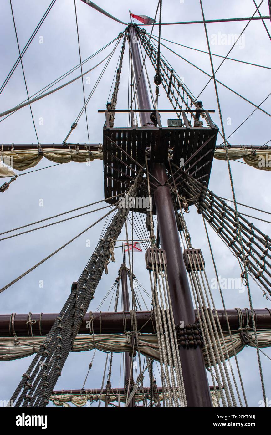 Vertical low angle shot of the mast of a ship Stock Photo - Alamy