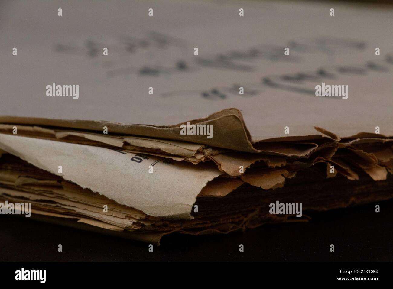 Closeup shot of pages of an old weathered book Stock Photo - Alamy