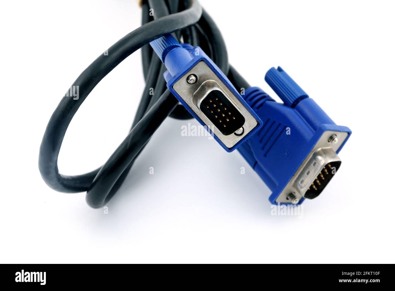Blue VGA cable isolated on white background Stock Photo - Alamy