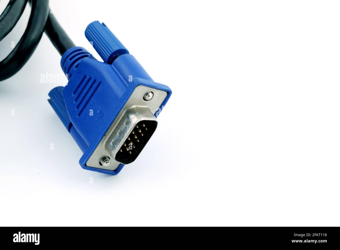 Blue VGAcable isolated on white background Stock Photo - Alamy