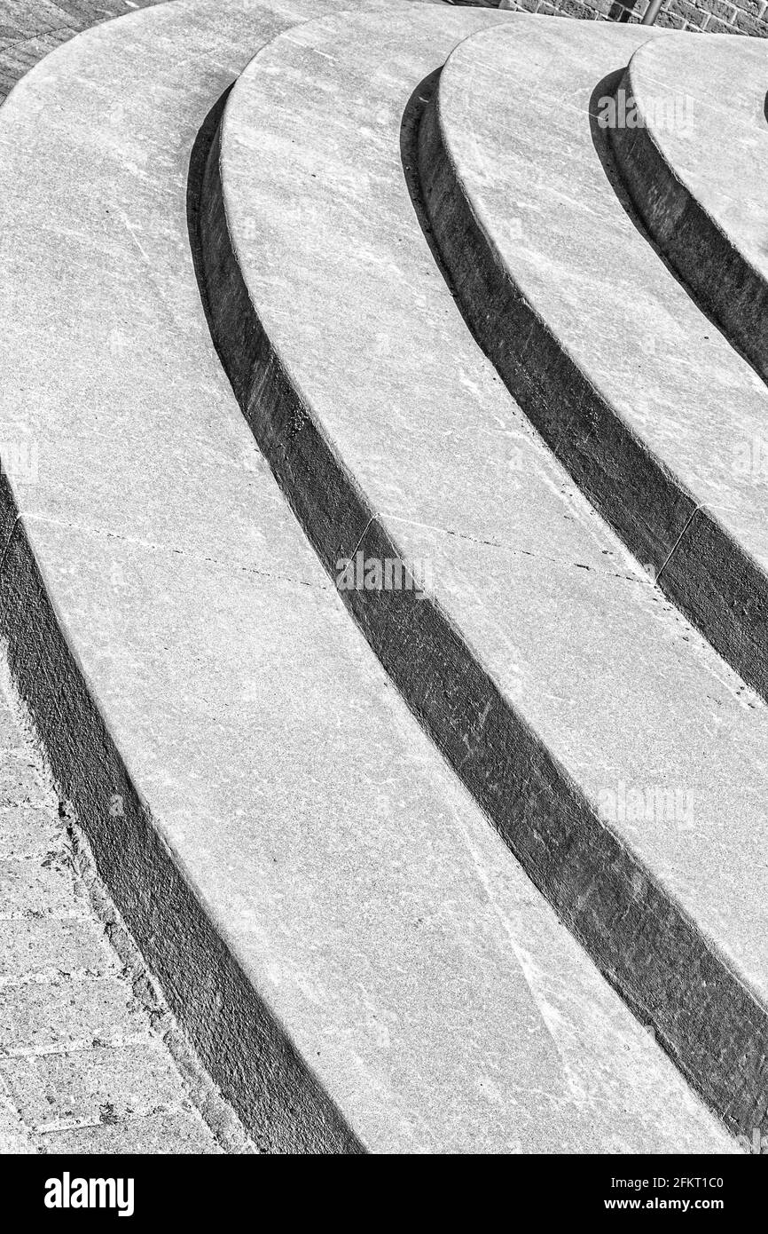 Curving concrete steps create an abstract design of gracefully curving ...