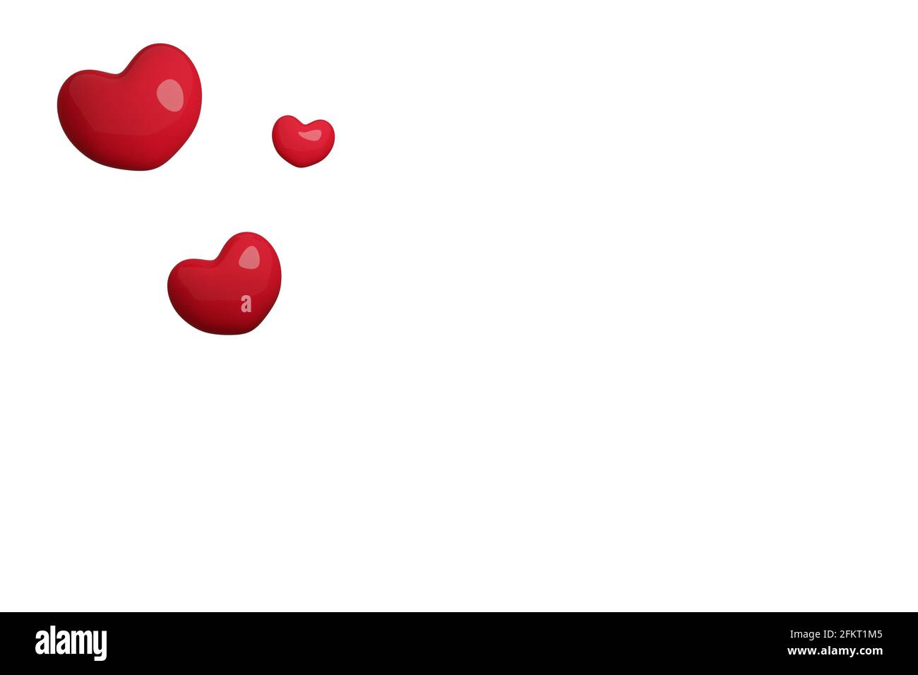 3D render heart. 3 Red realistic hearts with shadow isolated on white ...