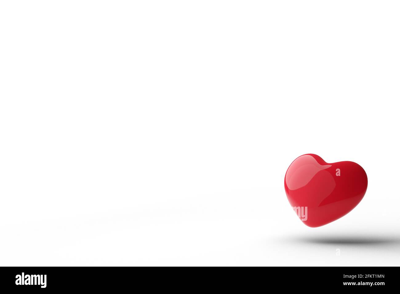 3D render heart. Red realistic heart with shadow isolated on white ...