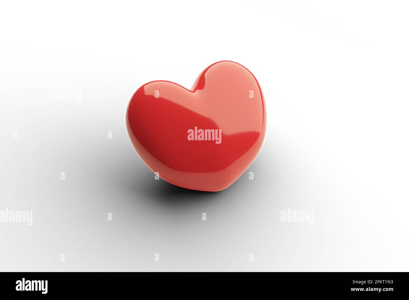 3D render heart. Red realistic heart with shadow isolated on white ...