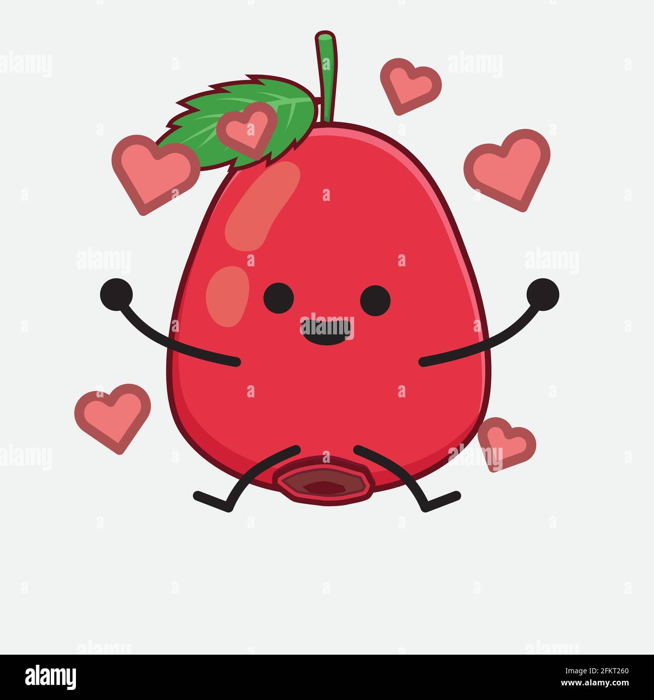 Vector Illustration of Rose Hip Fruit Character with cute face, simple ...