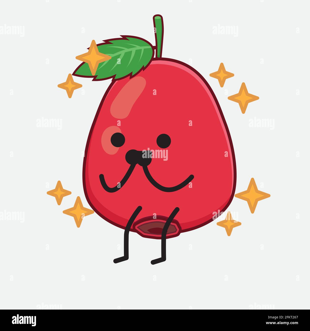 Vector Illustration of Rose Hip Fruit Character with cute face, simple ...