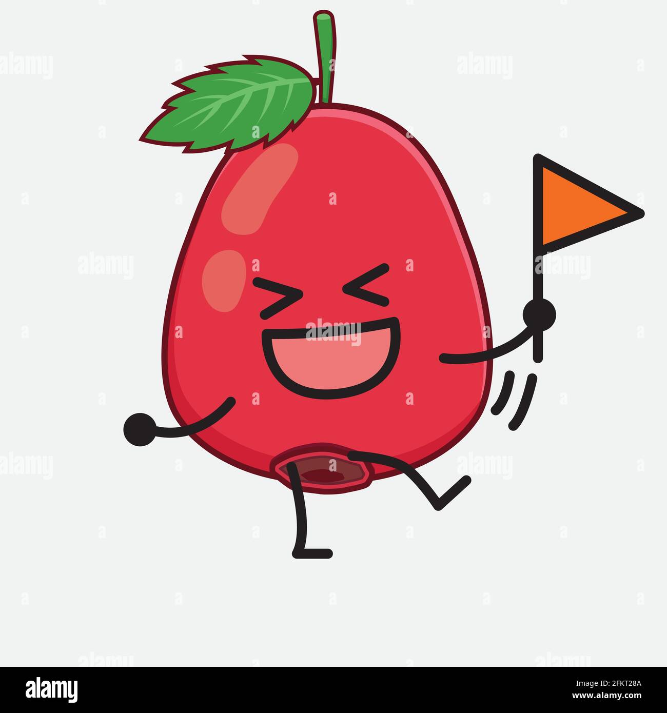 Vector Illustration of Rose Hip Fruit Character with cute face, simple ...