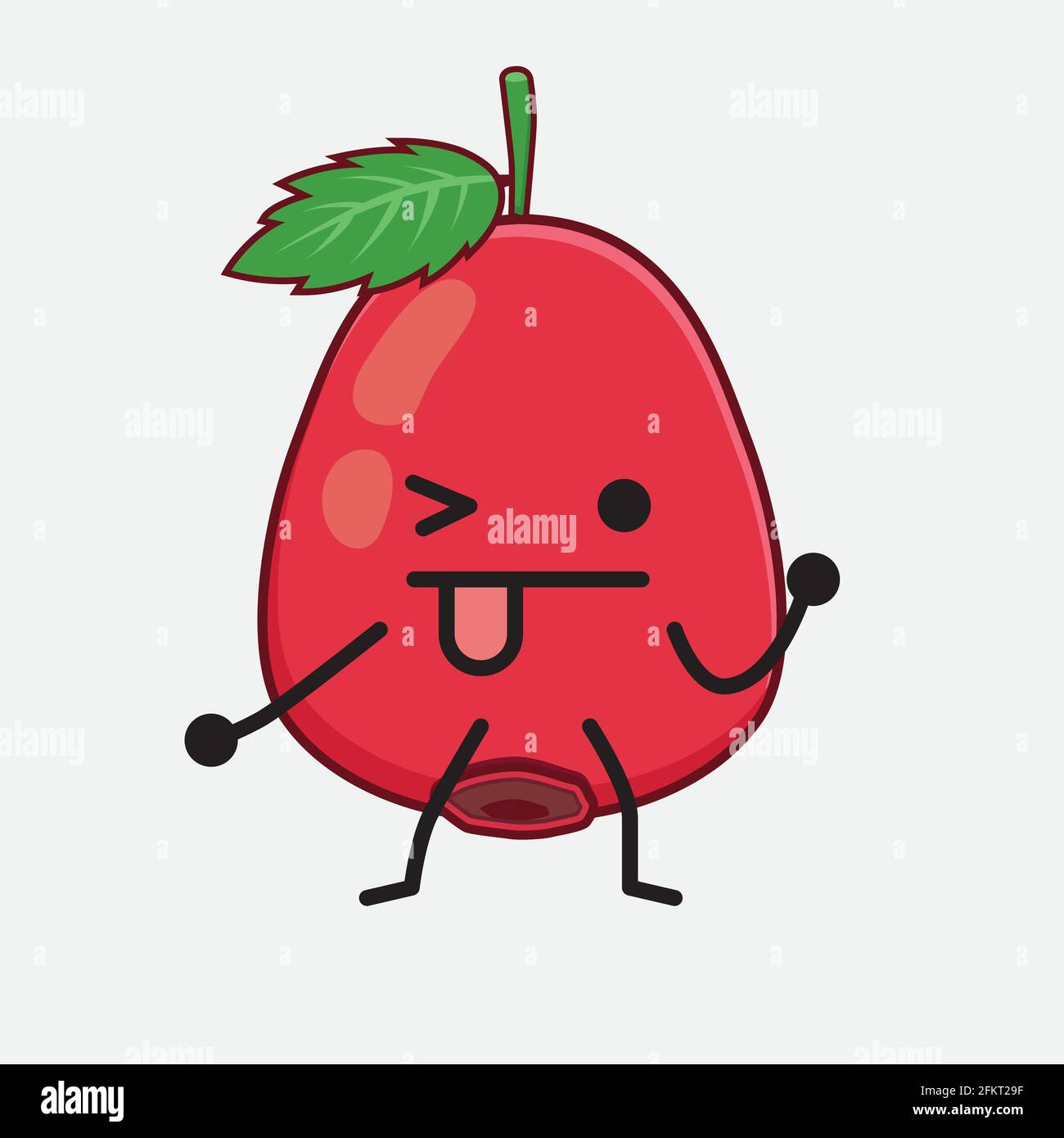 Vector Illustration of Rose Hip Fruit Character with cute face, simple ...