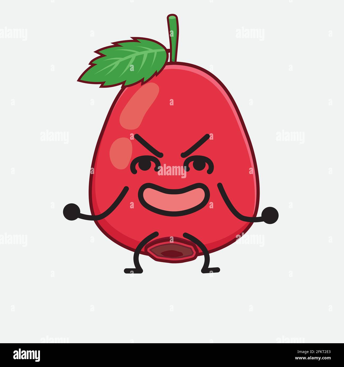Vector Illustration of Rose Hip Fruit Character with cute face, simple ...
