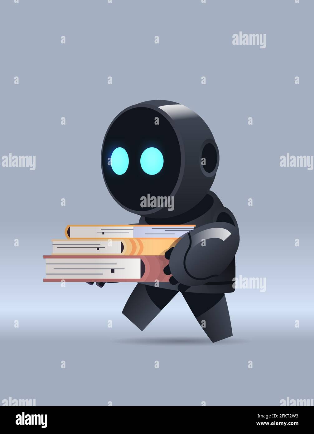 black robot student holding books online education machine learning ...
