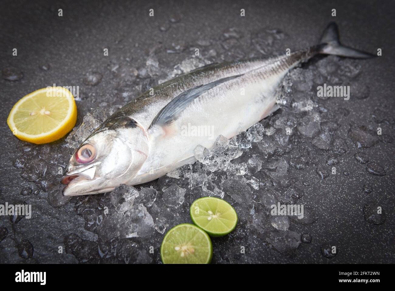mackerel scad, Fish on ice for cooking food in the restaurant, Fresh ...