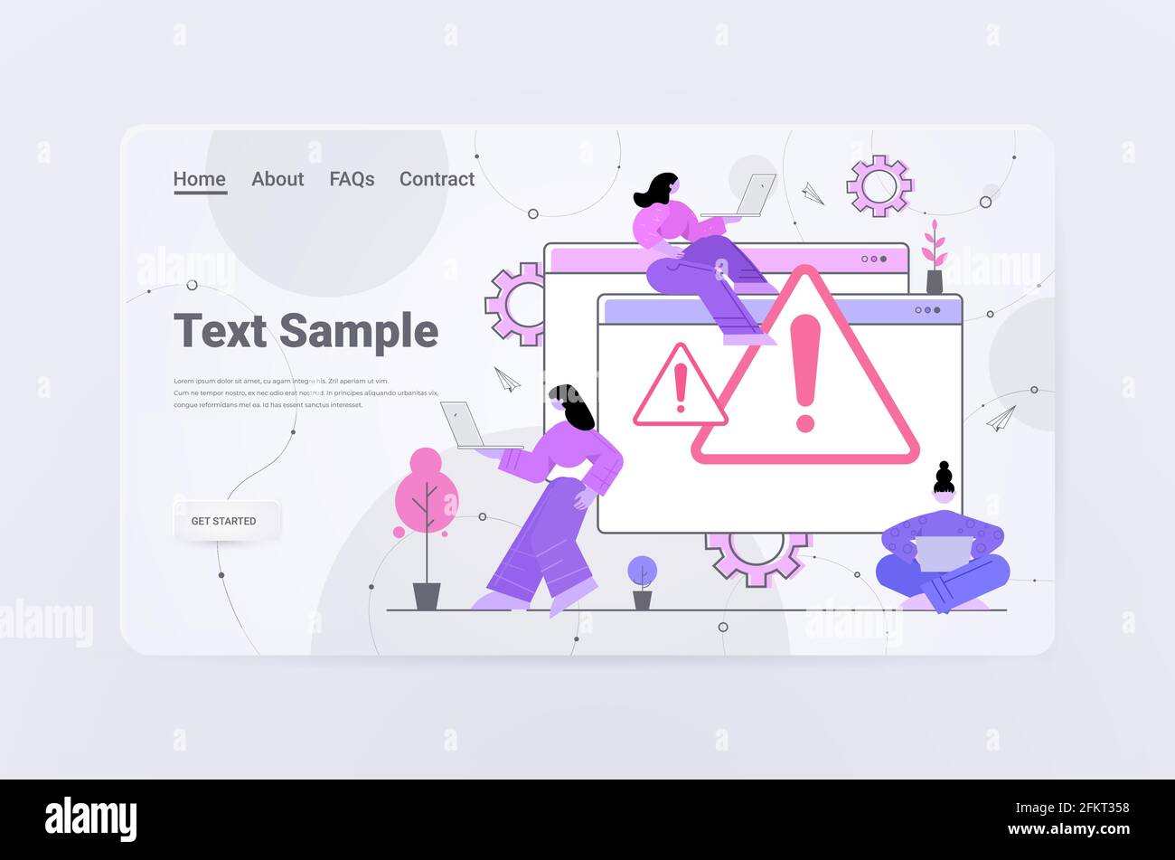frustrated women reacting to danger exclamation marks problem cyber ...