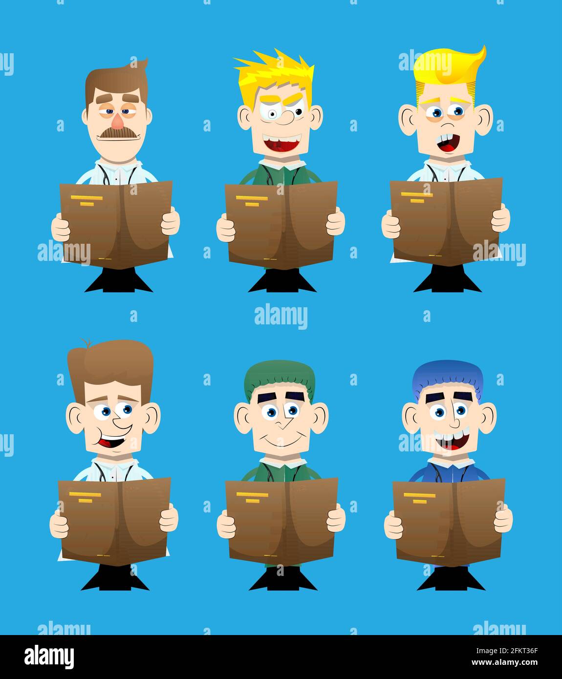 Funny cartoon doctor reading a book. Vector illustration Stock Vector ...