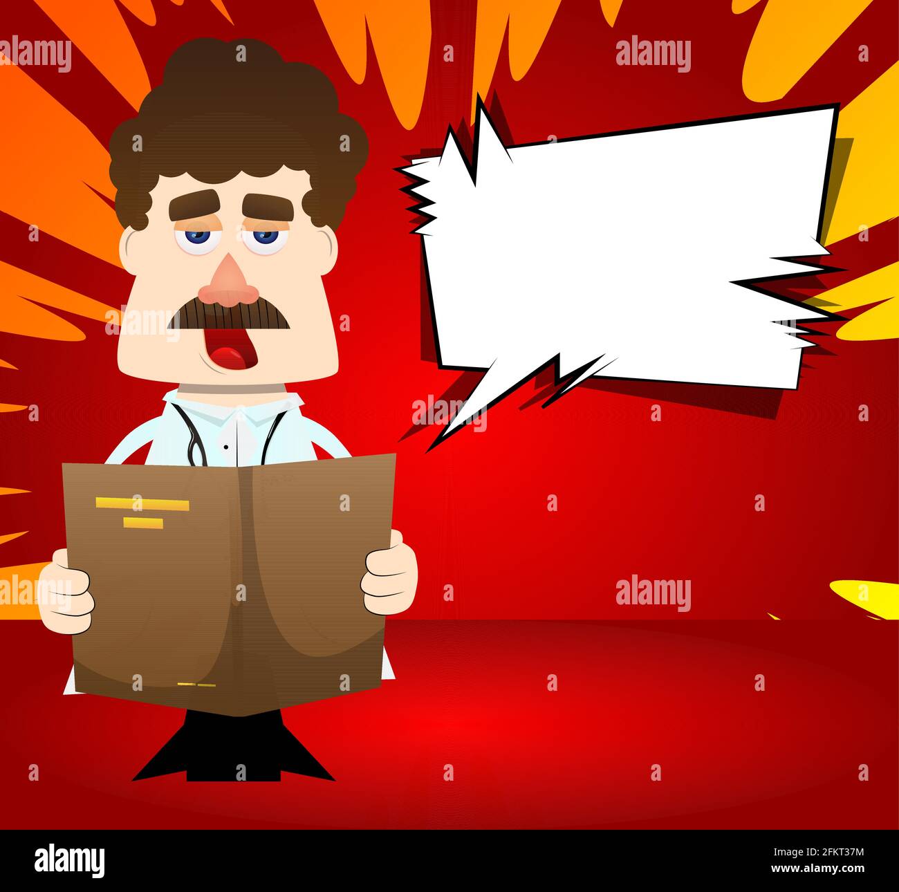 Funny cartoon doctor reading a book. Vector illustration Stock Vector ...
