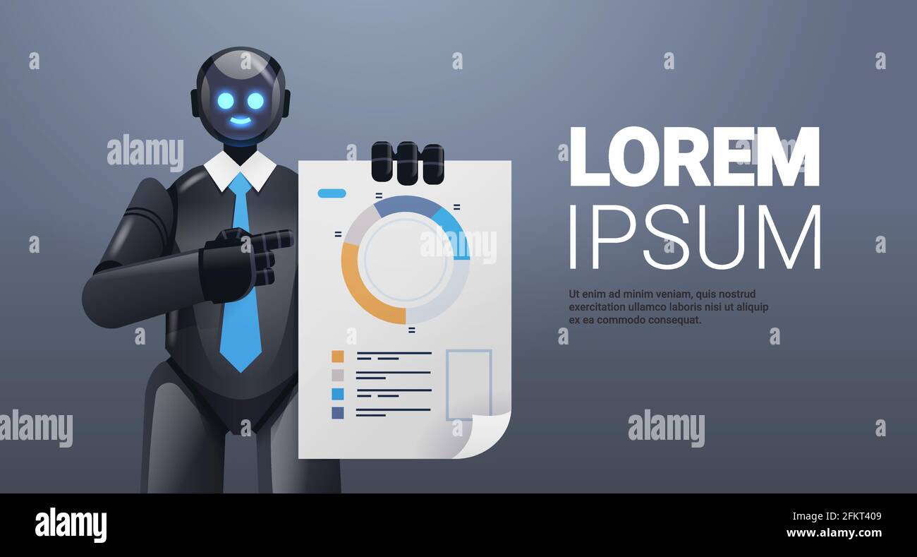 modern black robot analyzing statistics diagram financial data ... modern black robot analyzing statistics diagram financial data ...