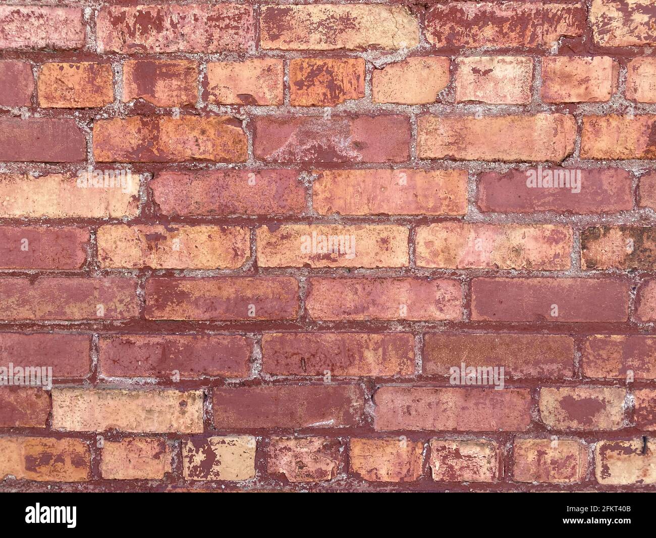 old weathered vintage rustic red brick wall facade farm garden building ...