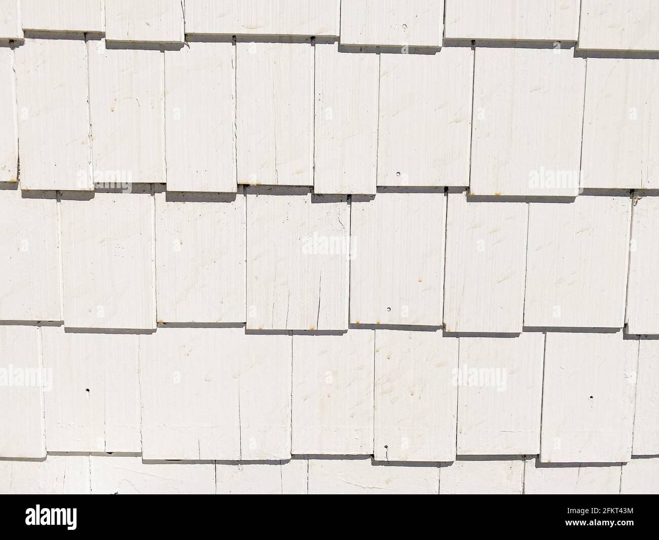 vintage retro wall siding shingles random sizes painted white Stock ...