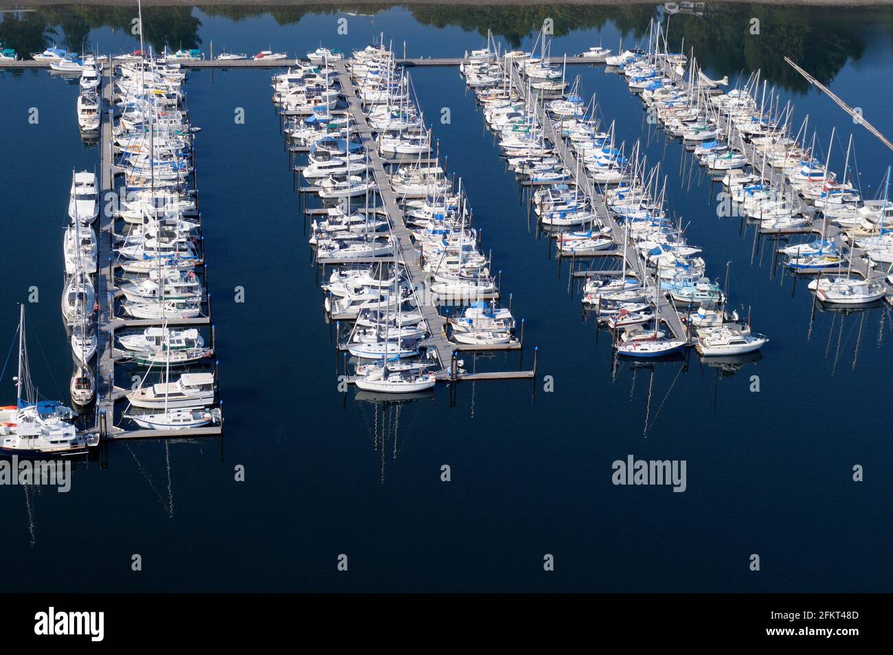Aerial photo of boats at Ladysmith Marina. Ladysmith, Vancouver Island ...