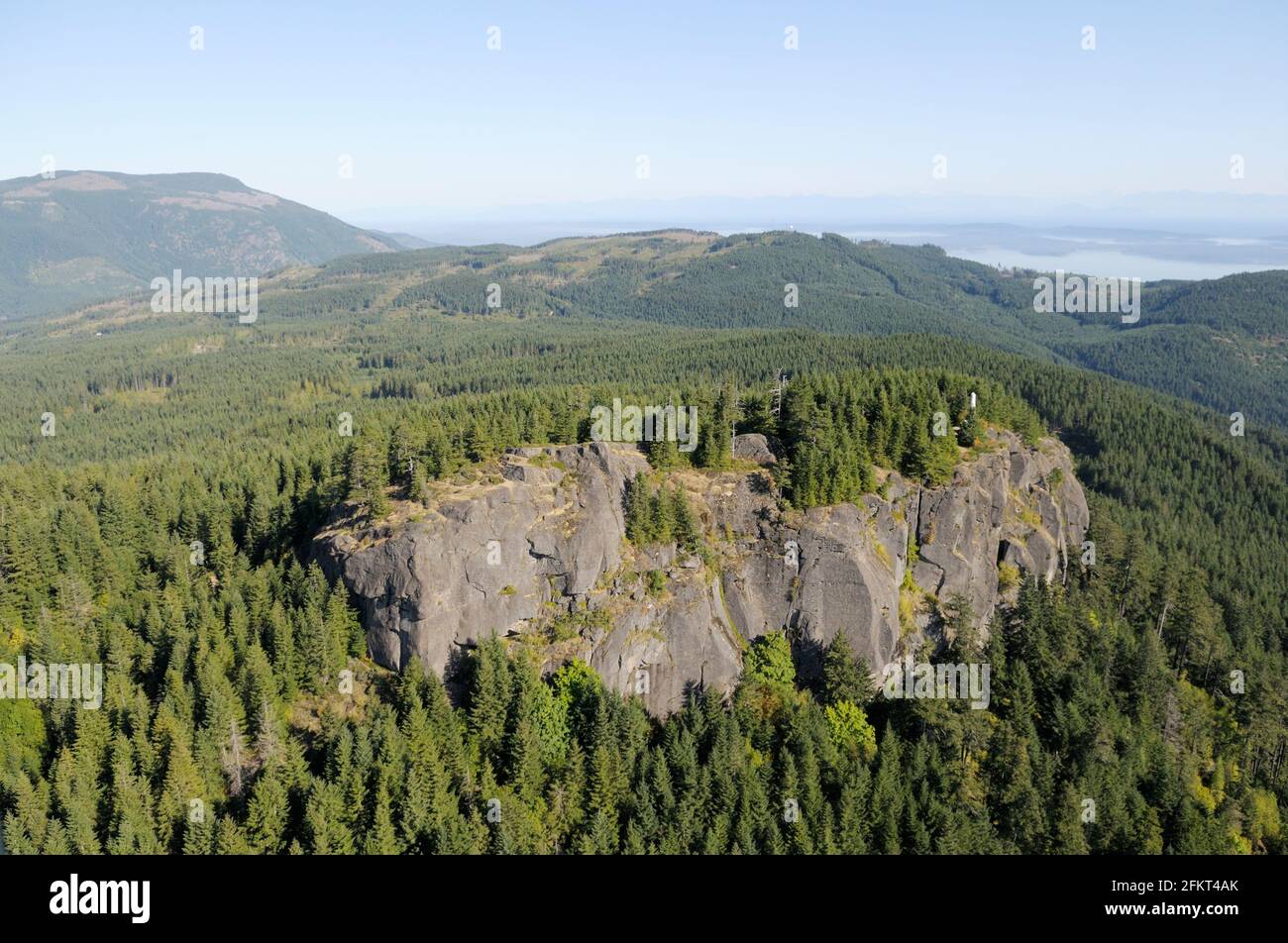 Aerial view of Mount Prevost, Cowichan Valley, Vancouver Island ...