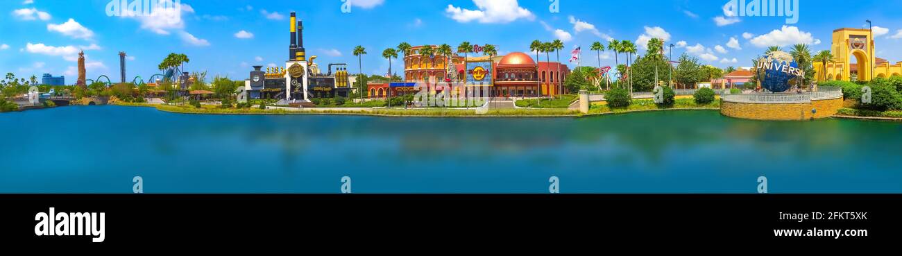 Orlando, USA - May 8, 2018: The panorama of Universal City Walk near ...