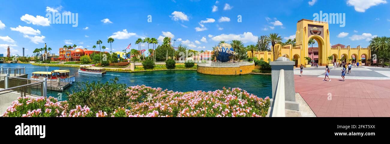 Orlando, USA - May 8, 2018: The panorama of Universal City Walk near ...