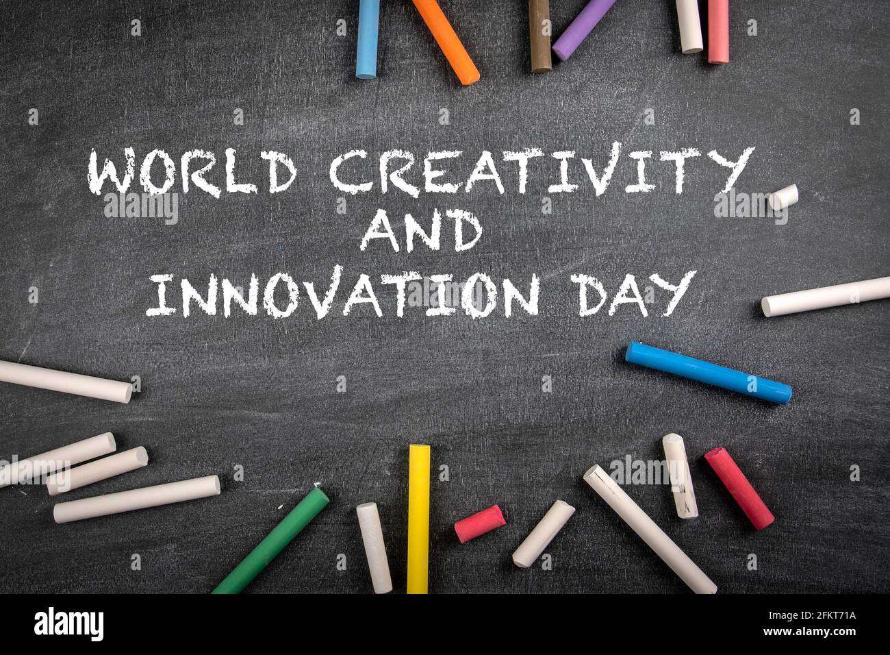 World Creativity and Innovation Day on 21 April. Colored pieces of ...