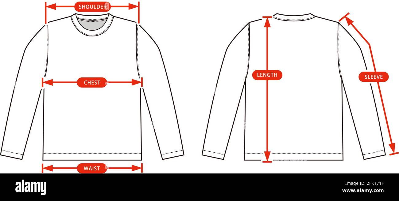 Clothing size chart vector illustration ( Longsleeve shirt Stock Vector ...